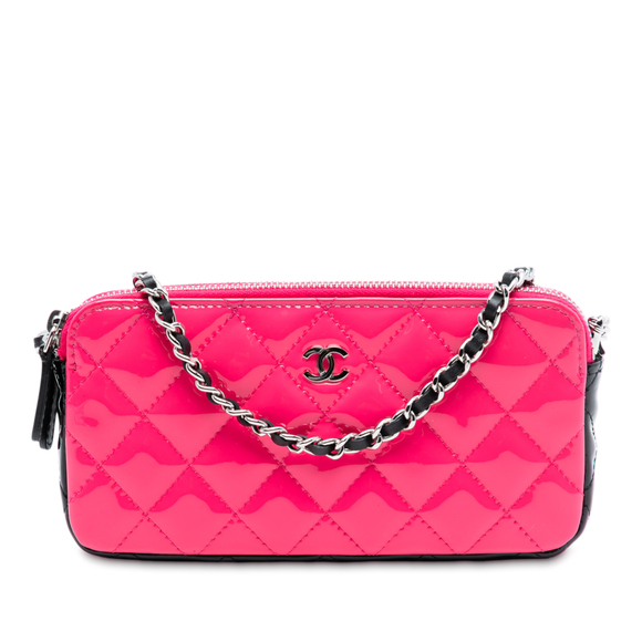 CHANEL | Bags | Preloved Chanel Bicolor Patent Double Zip Wallet On ...